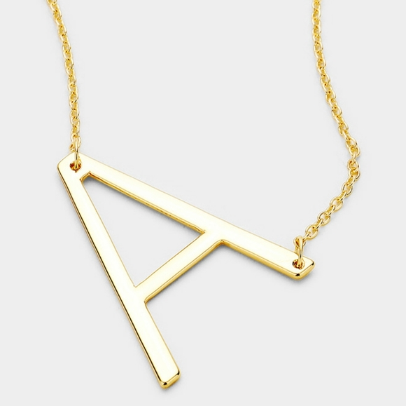iFashionBox | Jewelry | Gold Monogram A Large Initial Pendant Chain ...